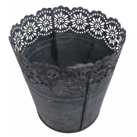Cache pot zinc dentelle 13 cm